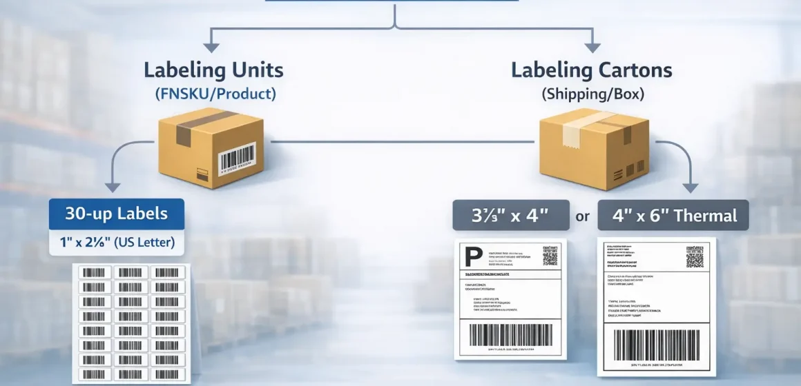 What size label for Amazon FBA? FNSKU vs Shipping Labels (US)